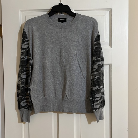 Monrow | Sweaters | Cute Monrow Army Sleeve Grey Sweater | Poshmark